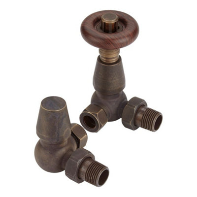 Lux Heat Corner Antique Brass Traditional Thermostatic Radiator Valve ...