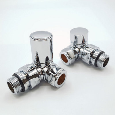 Lux Heat Corner Chrome Manual Round Radiator Valve Set