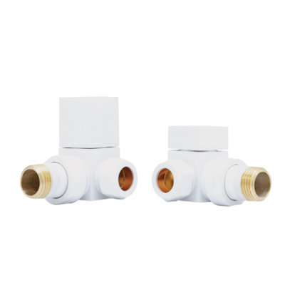 Lux Heat Corner White Manual Square Radiator Valve Set