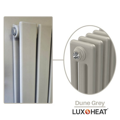 Lux Heat Dune Grey Vertical 3 Column Traditional Radiator 1800mm (H) x ...