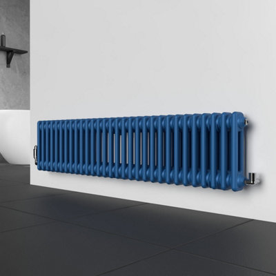 Lux Heat Galaxy Blue Horizontal 2 Column Traditional Radiator 300mm (H ...