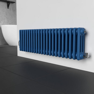 Lux Heat Galaxy Blue Horizontal 3 Column Traditional Radiator 300mm (H ...