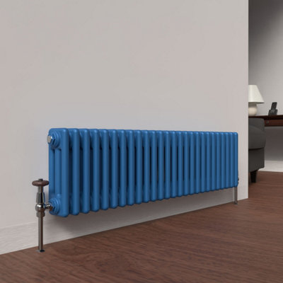 Lux Heat Galaxy Blue Horizontal 3 Column Traditional Radiator 300mm (H ...