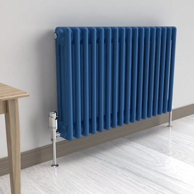Lux Heat Galaxy Blue Horizontal 3 Column Traditional Radiator 500mm (H ...