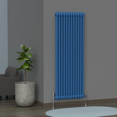Lux Heat Galaxy Blue Vertical 2 Column Traditional Radiator 1500mm (H ...