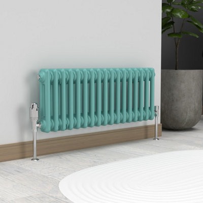Lux Heat Light Aqua Green Horizontal 2 Column Traditional Radiator ...