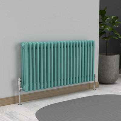 Lux Heat Light Aqua Green Horizontal 3 Column Traditional Radiator ...
