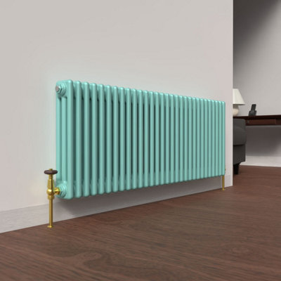 Lux Heat Light Aqua Green Horizontal 3 Column Traditional Radiator ...