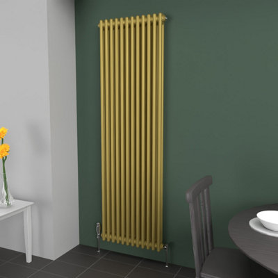 Lux Heat Metallic Gold Vertical 2 Column Traditional Radiator 1800mm (H ...