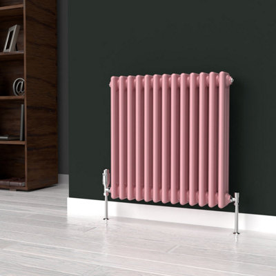 Lux Heat Pastel Pink Horizontal 3 Column Traditional Radiator 600mm (H ...