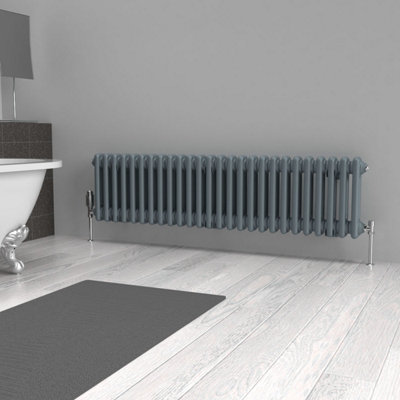Lux Heat Pebble Grey Horizontal 2 Column Traditional Radiator 300mm (H ...
