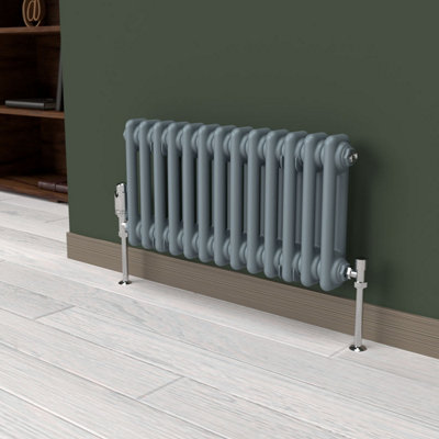 Lux Heat Pebble Grey Horizontal 2 Column Traditional Radiator 300mm (H ...
