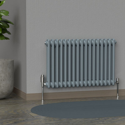 Lux Heat Pebble Grey Horizontal 2 Column Traditional Radiator 500mm (H ...