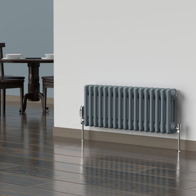 Lux Heat Pebble Grey Horizontal 3 Column Traditional Radiator 300mm (H ...