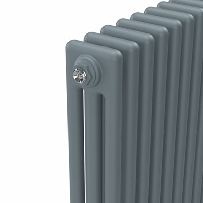 Lux Heat Pebble Grey Horizontal 3 Column Traditional Radiator 500mm (H ...