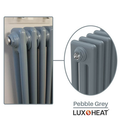 Lux Heat Pebble Grey Horizontal 3 Column Traditional Radiator 500mm (H ...