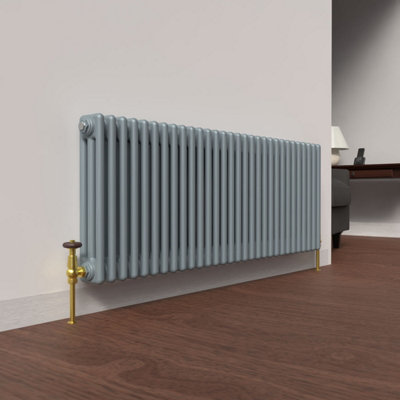 Lux Heat Pebble Grey Horizontal 3 Column Traditional Radiator 500mm (H ...