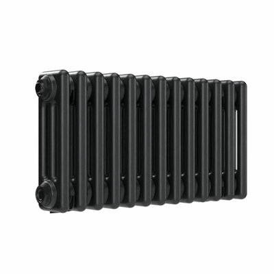 Lux Heat Pewter Horizontal 3 Column Traditional Radiator 300mm (H) x ...