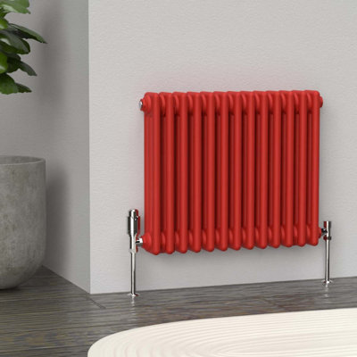 Lux Heat Poppy Red Horizontal 3 Column Traditional Radiator 500mm (H) x ...
