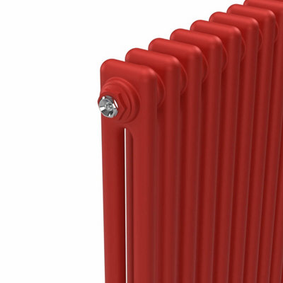 Lux Heat Poppy Red Vertical 2 Column Traditional Radiator 1800mm (H) x ...