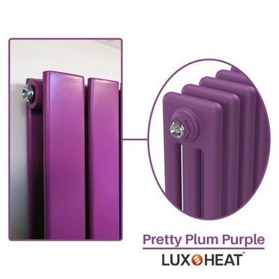 Lux Heat Pretty Plum Purple Vertical 3 Column Traditional Radiator ...