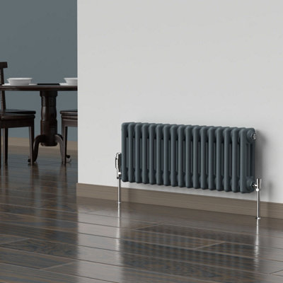 Lux Heat Slate Grey Horizontal 3 Column Traditional Radiator 300mm (H ...