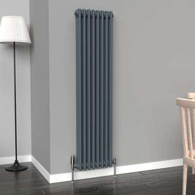 Lux Heat Slate Grey Vertical 3 Column Traditional Radiator 1500mm (H) x ...
