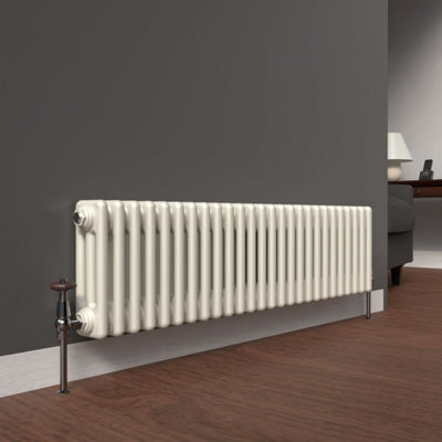 Lux Heat Stone White Horizontal 3 Column Traditional Radiator 300mm (H ...