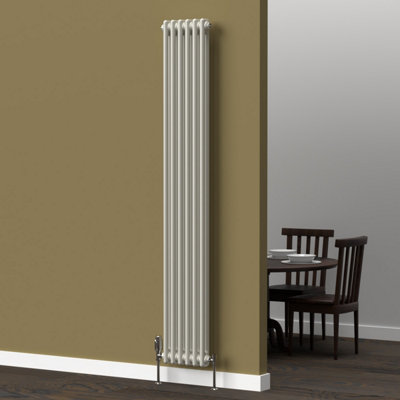 Lux Heat Stone White Vertical 2 Column Traditional Radiator 1800mm (H ...