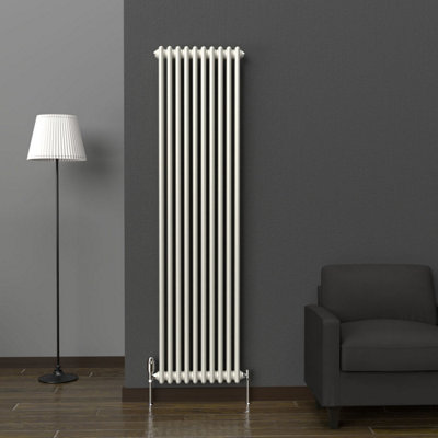 Lux Heat Stone White Vertical 2 Column Traditional Radiator 1800mm (H ...