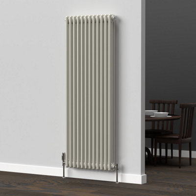 Lux Heat Stone White Vertical 3 Column Traditional Radiator 1500mm (H ...