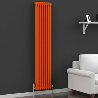 Lux Heat Sunburst Orange Vertical 2 Column Traditional Radiator 1800mm ...