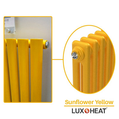Lux Heat Sunflower Yellow Vertical 2 Column Traditional Radiator 1500mm ...