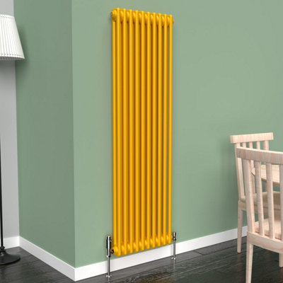 Lux Heat Sunflower Yellow Vertical 2 Column Traditional Radiator 1500mm ...
