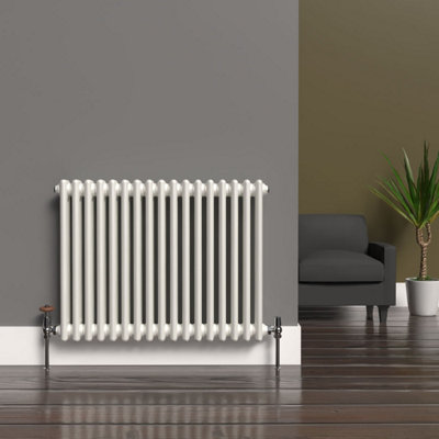 Lux Heat White Horizontal 2 Column Traditional Radiator 600mm (H) x ...