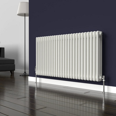 Lux Heat White Horizontal 3 Column Traditional Radiator 600mm (H) x ...