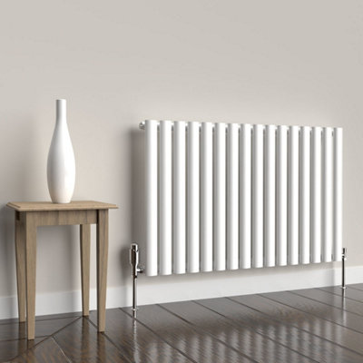 Lux Heat White Oval Horizontal Single Panel Designer Radiator 600mm (H ...