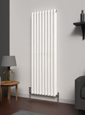 Lux Heat White Oval Vertical Double Panel Designer Radiator 1600mm (H ...