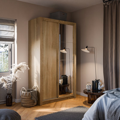 Lux V Compact Oak Shetland Sliding Door Wardrobe (H2150mm W1200mm ...
