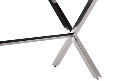 Luxe Black Dining Table With Cross Base, Spacious Kitchen Table, Wooden ...