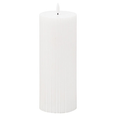 LUXE COLLECTION NATURAL GLOW 3.5X9 TEXTURE RIBBED LED CANDLE