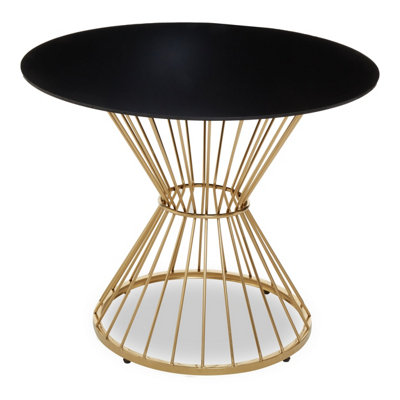 LUXE HOURGLASS DINING TABLE WITH BLACK GLASS AND GOLD BASE,STYLISH ...