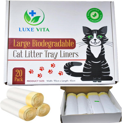 LuxeVita Biodegradable Cat Litter Tray Liners - Heavy Duty Leak Proof ...