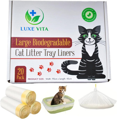 LuxeVita Biodegradable Cat Litter Tray Liners - Heavy Duty Leak Proof ...