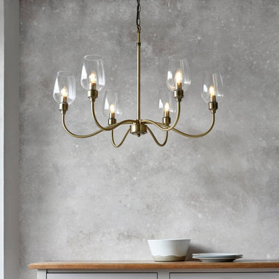 Luxia Beaulieu 6 Arm Chandelier Antique Brass