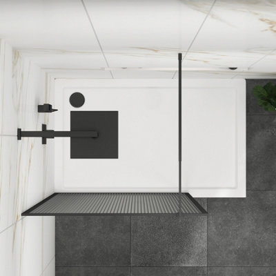 Luxor 1000mm Walk in Wet Room Fluted Shower Enclosure Screen with Matt ...