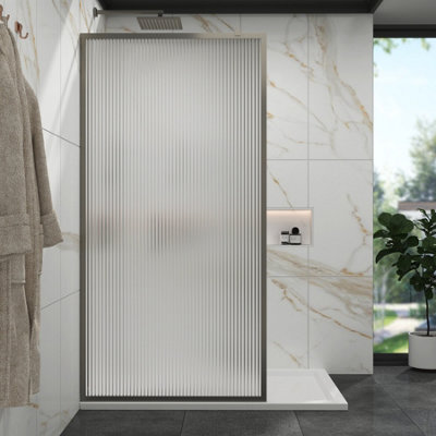 Luxor 1200mm Walk in Wet Room Fluted Shower Enclosure Screen with Gun ...