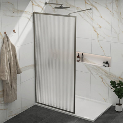 Luxor 1200mm Walk in Wet Room Fluted Shower Enclosure Screen with Gun ...