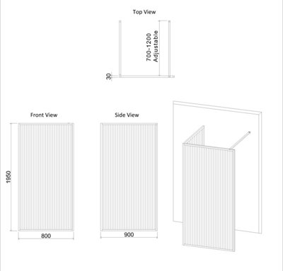 Luxor 2 Sided Walk In Wet Room Fluted Shower Enclosure with 1200 x ...