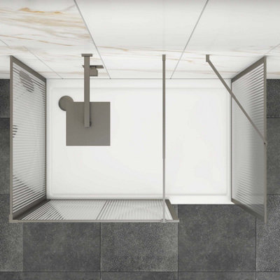 Luxor 3 Sided Walk In Wet Room Fluted Shower Enclosure with 1200 x ...